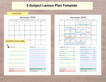 Subject Lesson Plan Template Chunking Simple Functional Printable