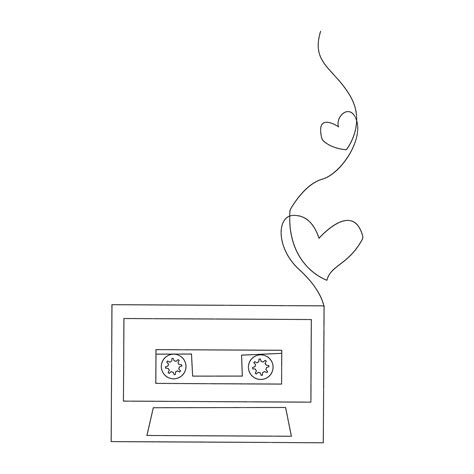 Premium Vector Audio Cassette Tape Line Art Illustration Isolated Vector