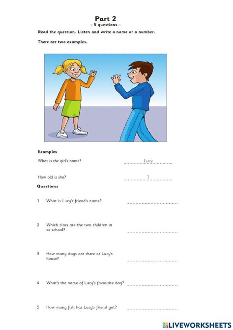 Starters Listening Test 1 Online Exercise For Live Worksheets