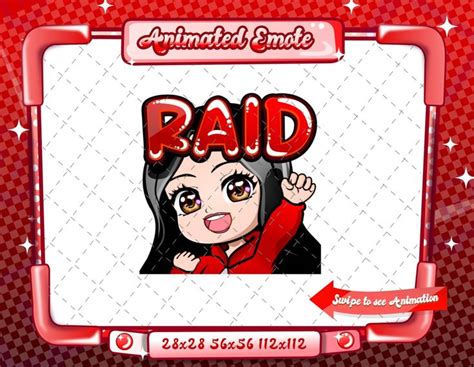 Animated Static Emote Red Chibi Raid Emote Animated Black Haired Emote Raid Emote Red Raid