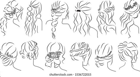 Set Hairstyles Bridal Hairdo Stock Vector Royalty Free 1536721949
