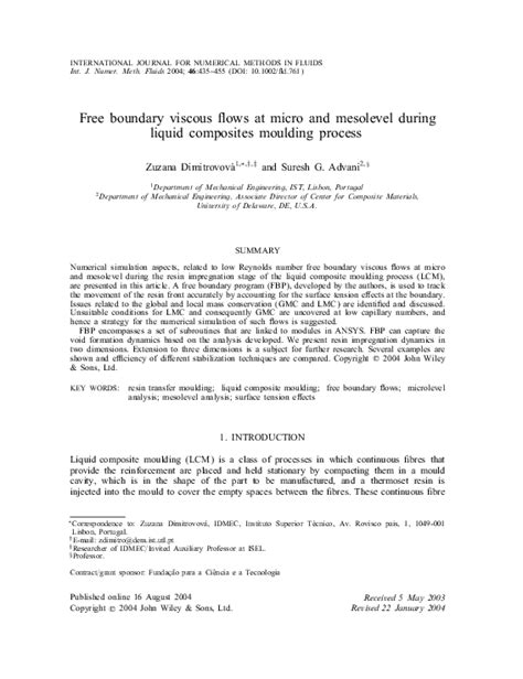 Pdf Free Boundary Viscous Flows At Micro And Mesolevel During Liquid