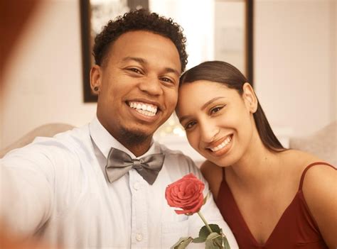 Premium Photo Selfie Smile And Happy Black Man And Woman On Date In