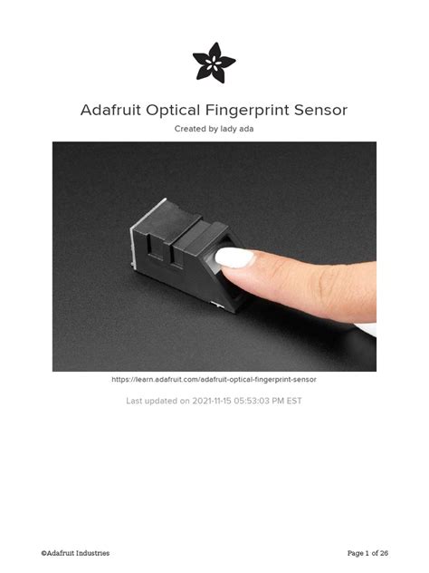 Adafruit Optical Fingerprint Sensor Created By Lady Ada Pdf