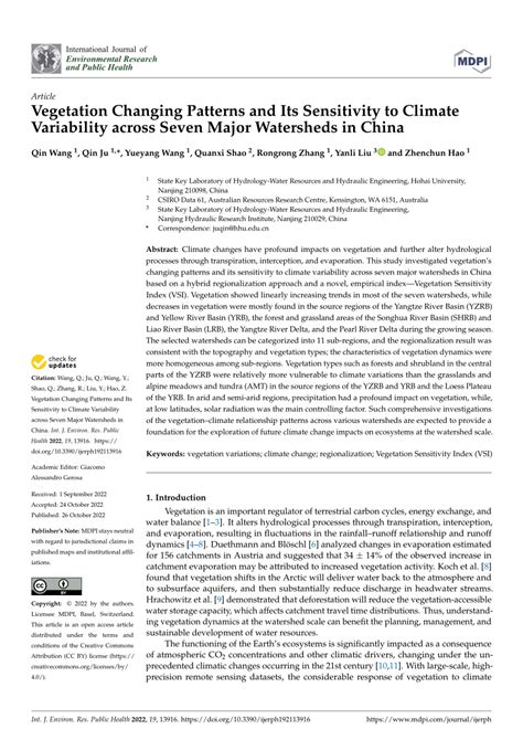 Pdf Vegetation Changing Patterns And Its Sensitivity To Climate
