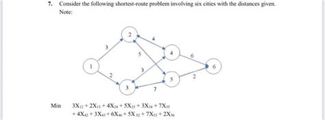 solved 7 consider the following shortest route problem