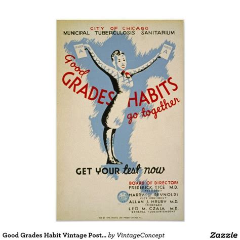 Good Grades Habit Vintage Poster Zazzle Vintage Posters Good Grades Poster