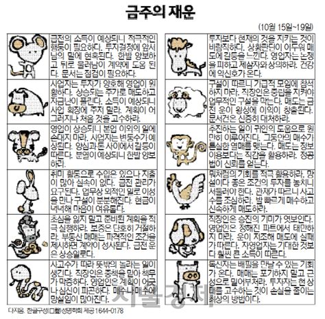금주의 재운 10월15일~19일 서울경제
