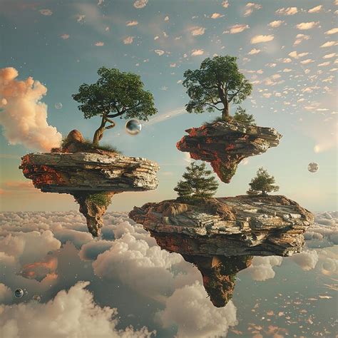 Premium Photo 3d Rendered Surreal Photo With Floating Objects Or