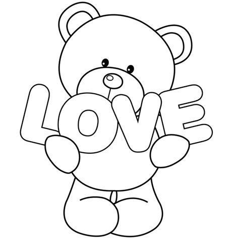 Valentine Coloring Page With Teddy Bear