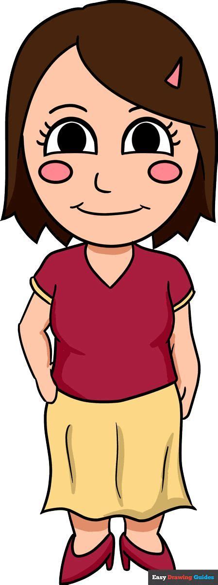 How To Draw A Cartoon Mom Cartoon Mom Mom Drawing Easy Cartoon Drawings