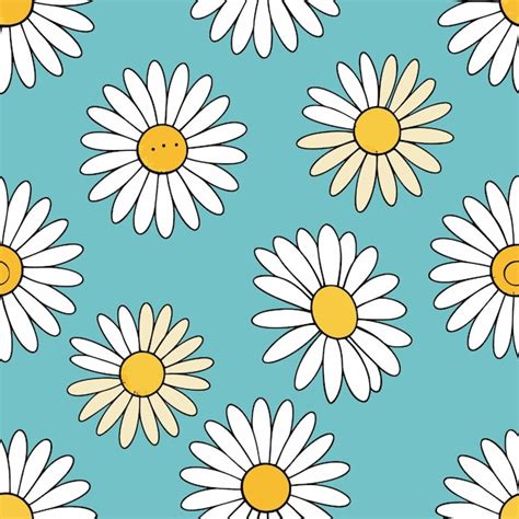 Premium Vector Hand Drawn Daisy Flower Seamless Pattern Vector Art