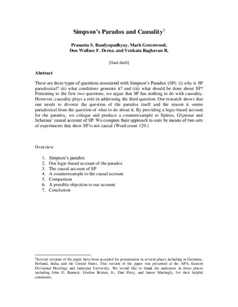 Pdf Simpsons Paradox And Causality