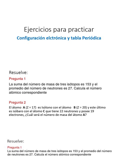 Ejercicios Para Practicar Configuración Electrónica Pdf