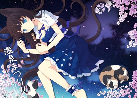 Animal Animal Ears Barefoot Bell Blue Eyes Bow Breasts Brown Hair Cat