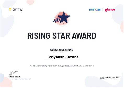 Priyansh Saxena On Linkedin Award Risingstar Teamwork Grateful
