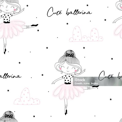 귀여운 손으로 그린 귀여운 소녀 발레리나 벡터 원활한 패턴 일러스트 공주에 대한 스톡 벡터 아트 및 기타 이미지 공주 디자인 딸 Istock