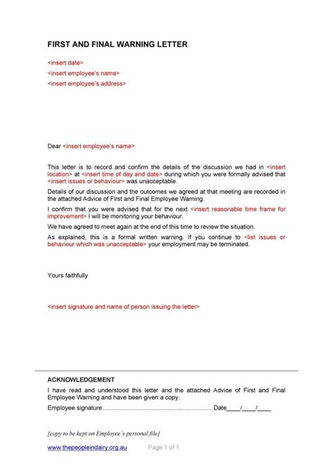 49 Professional Warning Letters Free Templates ᐅ TemplateLab