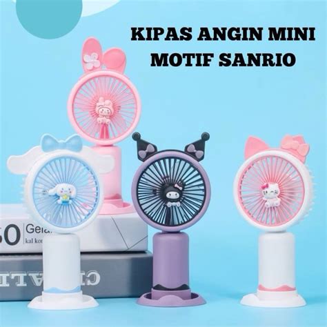 Jual [fs] Kipas Angin Portable Mini Fan Sanrio Dengan Holder Hp Mini