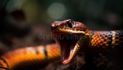 Furious Pit Viper With Spooky Spiral Pattern Crawls In Forest Generated