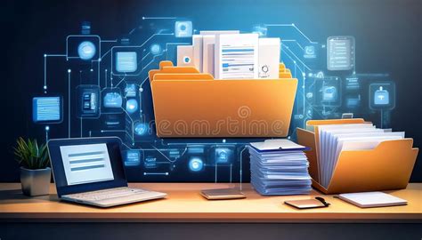 Record Keeping And Data Management Featuring Symbols Like A File Folder Documents And A