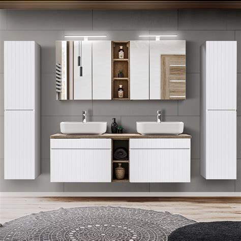 Lomadox Badmöbel Set Iraklio 56 13 St Doppelwaschtisch Mit 2