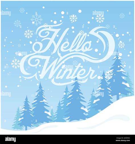 Hello Winter Flat Design Hello Winter Background Vector Image Winter Landscape Illustration