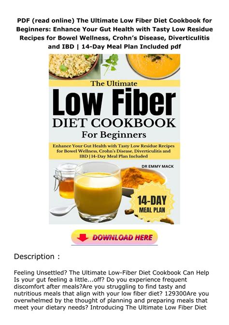 Pdf Read Online The Ultimate Low Fiber Diet Cookbook For Beginners