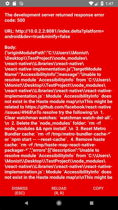 Nodejs React Native Project Does Not Run Stack Overflow