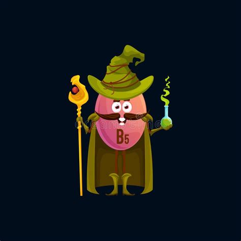 Cartoon Vitamin B5 Mage Character With Potion Stock Vector