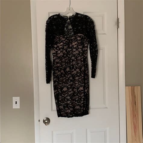 Black Lace Form Fitting Formal Dress Gem