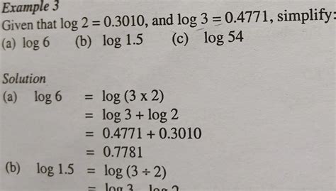 Example 3 Given That Log 2 0 3010 And Log 3 0 47 Gauthmath