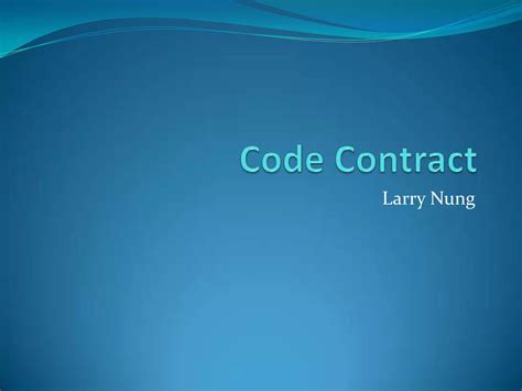 Code Contract Ppt