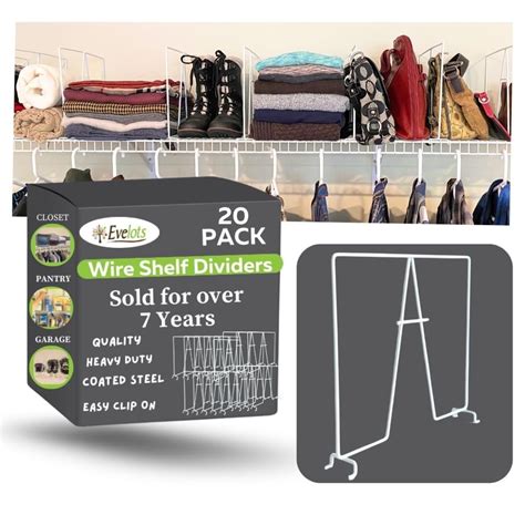Evelots Wire Shelf Dividers 20 Pack Tall Closet Organizer