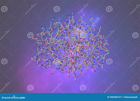 Human Gamma Thrombin Molecular Model Rendering Based On Protein Data