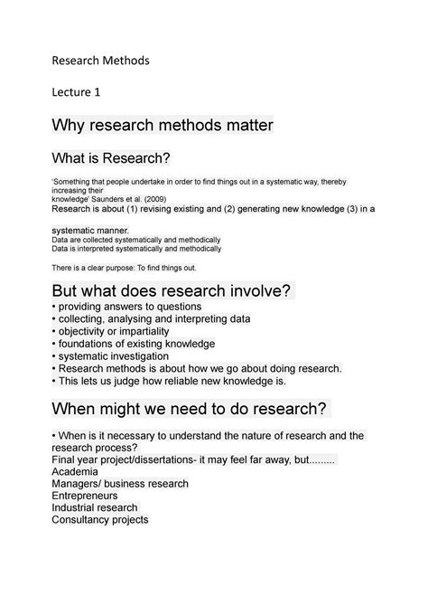Research Methods Notes Research Methods Lecture 1 Why Research Methods Matter What