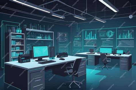 Premium Photo Coding Lab Space Flat Vector Illustration For Programming Exercises
