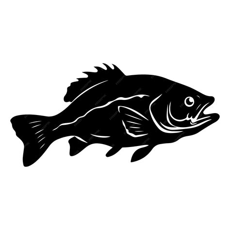 Premium Vector A Black Silhouette Of A Bass Fish Vector Clip Art