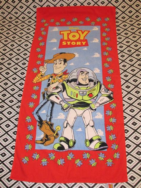 Disneys Rare Original Toy Story Woody Buzz Lightyear Beach Towel 1996 Htf Movie 1736352914
