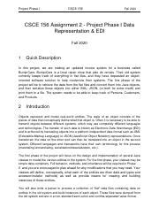 Assignment02 2 Pdf Project Phase I CSCE 156 Fall 2020 CSCE 156 Assignment 2 Project Phase I