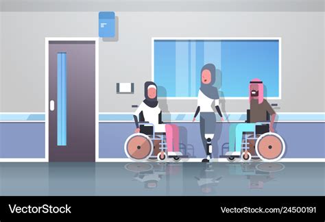 Disabled Arabic People Injured In Various Cases Vector Image