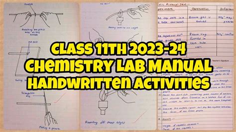 chemistry lab manual class 11th 2023 24 handwritten activities youtube