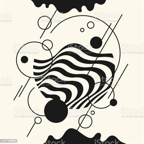 현대적인 트렌디 한 스타일의 추상적 인 배경 간단한 평평한 유기 모양 기하학적 모양과 라인을 가진 포스터 검은색에 대한 스톡 벡터 아트 및 기타 이미지 Istock