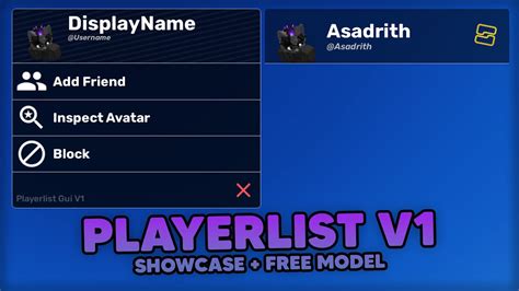 playerlist gui v1 roblox showcase free model youtube