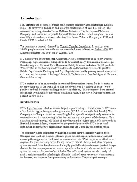 Introduction To Itc Pdf Economies Business