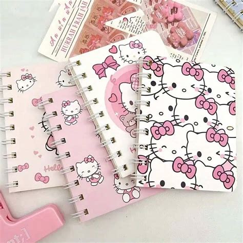 Sanrio 4 Piece Set Spiral Notebook Cute Cartoon Design A7 Notebook
