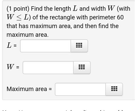 Solved Find The Length L And Width W With W Chegg Com