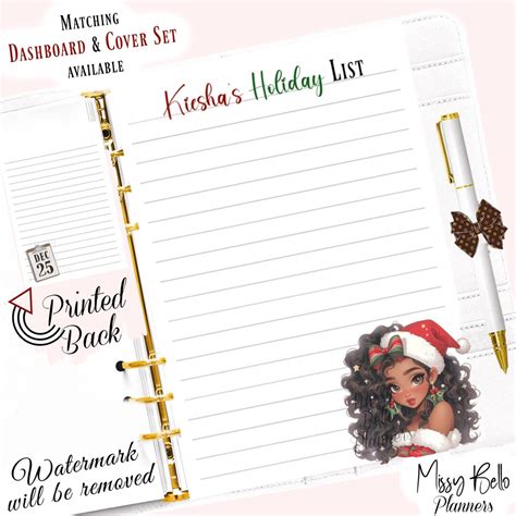 Christmas Black Girl Holiday Babe Printed Paper Insert Pages For Your