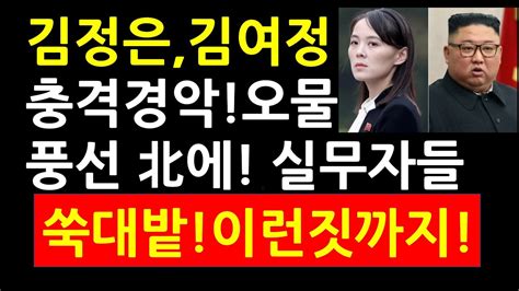 단독속보김정은 김여정 충격경악 오물풍선 北에 살포 실무자들 쑥대밭 이런짓까지 Youtube