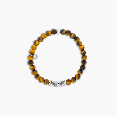 Classic Discs Beaded Bracelet With Brown Tiger Eye Tateossian London